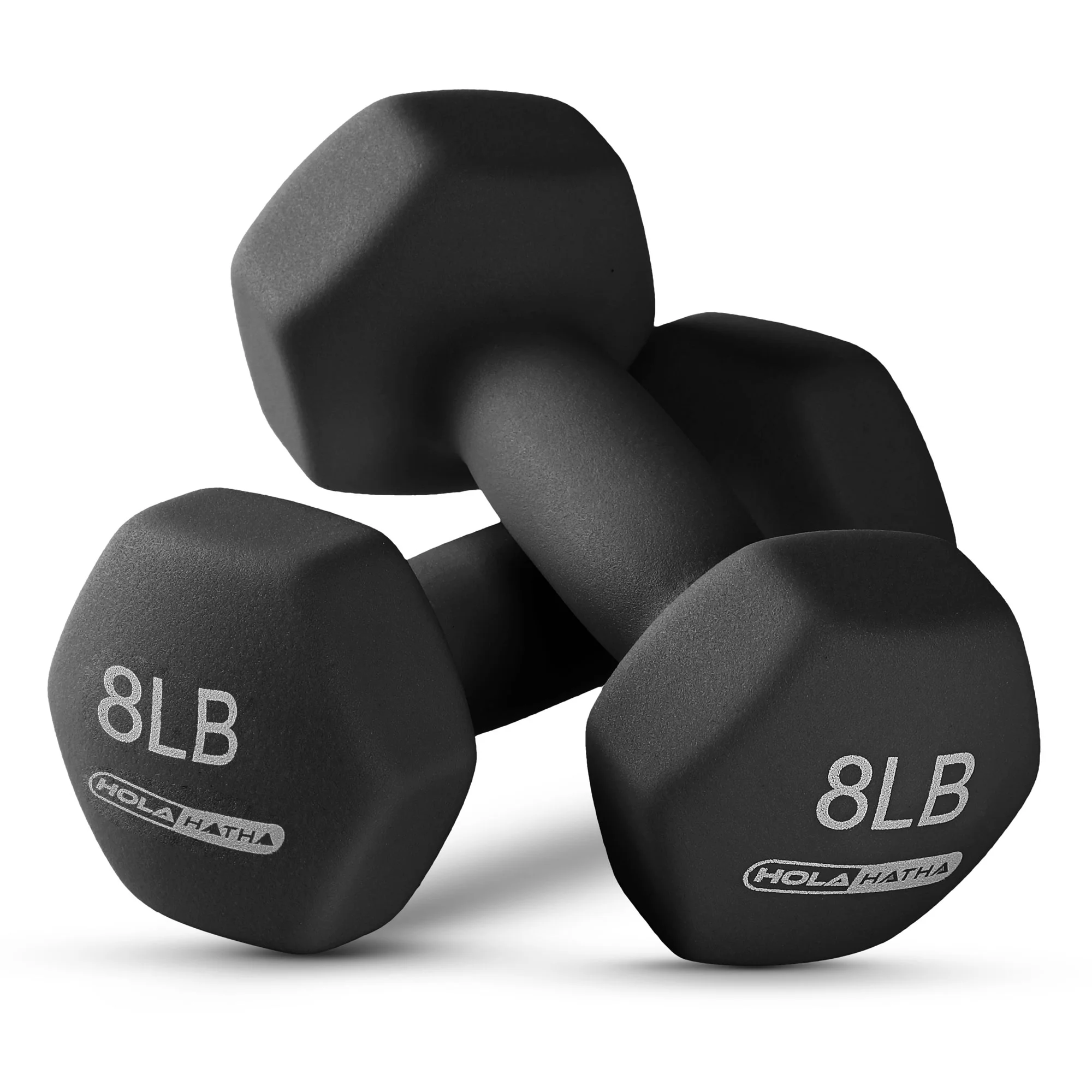 HolaHatha 3, 5, and 8 Pound Dumbbell Hand Weight Set with Storage Rack ...