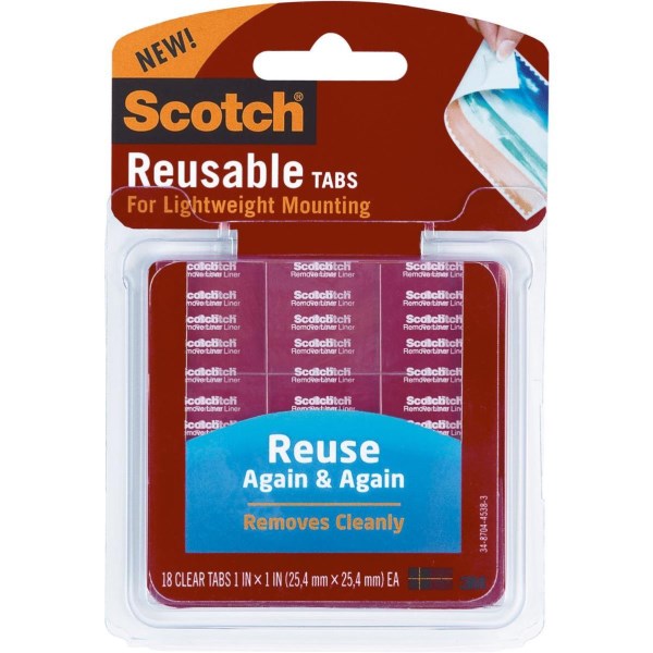 3M Scotch 1 In. x 1 In. 1 Lb. Capacity Reusable Mounting Tabs (18-Pack ...