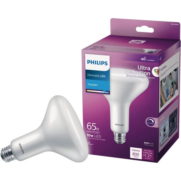 Philips Ultra Definition 65W Equivalent Soft White BR40 Medium Dimmable ...