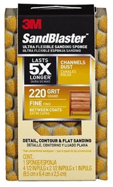 3M SandBlaster Ultra Flexible 2-1/2 In. x 4-1/2 In. x 1 In. 220 Grit ...