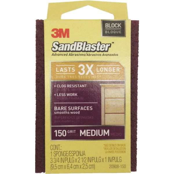 3M SandBlaster Bare Surfaces 2-1/2 In. x 3-3/4 In. x 1 In. 150 Grit ...