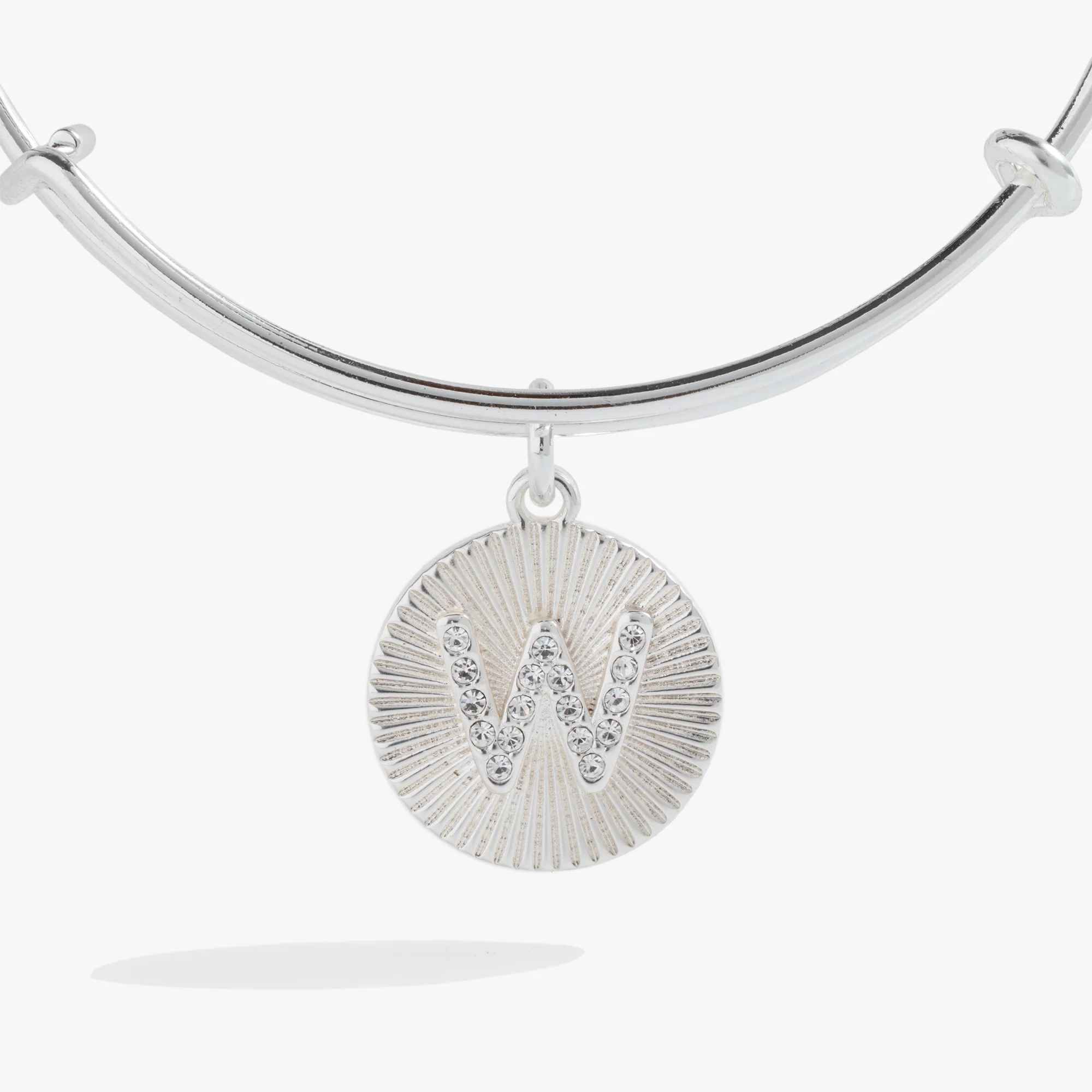 Initial W Pave Starburst Texture Bangle - Hardclikk